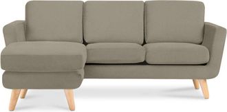 Konsimo Konsimo - Ecksofa links mit Armlehnen und Gestell aus Massivholz tagio, Beige, Stoff, Scandinavian, 190x78x151cm