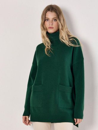 Apricot Rollkragenpullover Oversized Pullover mit Taschen