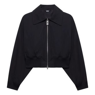 GCDS Lounge Logo Nylon Crop Bomber - - Jackets - Damen - Schwarzk - XS
