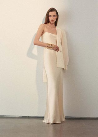 Mango Robe longue style lingerie &eacute;cru - Femme - XL - MANGO