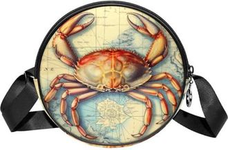 Generic Sac &agrave; bandouli&egrave;re rond rond pour femme, petit sac &agrave; bandouli&egrave;re en forme de crabe avec fermeture &eacute;clair et bretelles r&eacute;glables