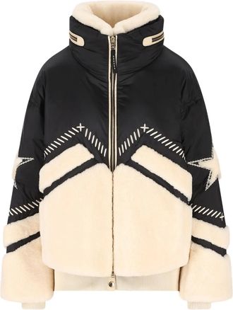 Bogner Amie embroidery-detail high-neck jacket - Schwarz