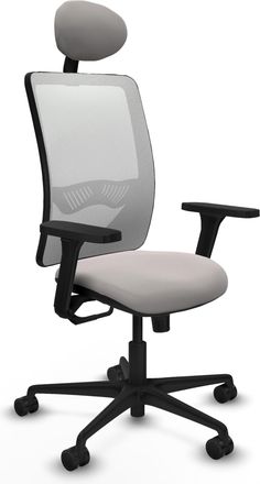 Piqueras y Crespo Wei&szlig;er Schreibtischstuhl Zulema mit 3D-Armlehnen, h&ouml;henverstellbarer Lendenwirbelst&uuml;tze und festem Kopfteil, ausgestattet mit 3 Positionen und Schneid