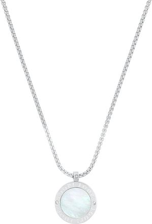 Joop Kette mit Anh&auml;nger Edelstahl Perlmutt Damen Halsschmuck, mit Zirkonia synth., 45+5 cm, Wei&szlig;, Kommt in Schmuck Geschenk Box, 2039775