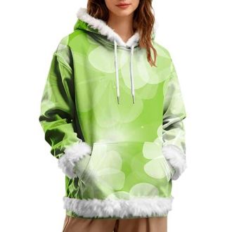 Generic Sweat &agrave; capuche imprim&eacute; botanique pour femme | Sweat &agrave; capuche &agrave; manches longues style festival, Vert, 3XL