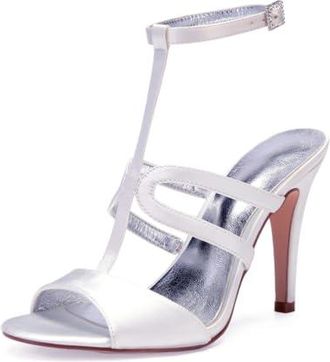 Generic Chaussure De Mari&eacute;e Femmes Talons Hauts &Eacute;l&eacute;gante Stylet Talons Sandales Heels Chaussure Mariage Dress F&ecirc;te 10.5Cm,Blanc,39 EU