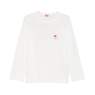 Kenzo Tulpen-Langarm-Relax-T-Shirt - - Tops - Damen - Wei&szlig; - L