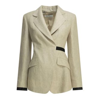 Max Mara Zweireihiger Leinenblazer - - Jackets - Damen - Beige - XS