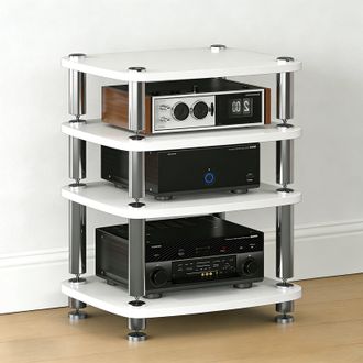 Generic HiFi Regal Heimkino-Audio-Rack-St&auml;nder mit 4 Regalen, multifunktionales stapelbares Audio-Komponenten-Rack mit sto&szlig;d&auml;mpfenden Fu&szlig;rasten, perfekt for H