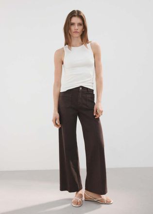 Mango Jean large avec poches chocolat - Femme - 32 - MANGO