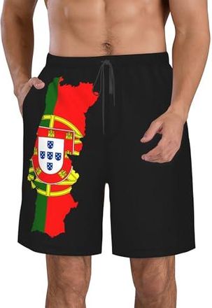 AOOEDM Drapeau du Portugal Carte Short de Plage pour Hommes avec Poches Short de Bain d&eacute;t&eacute; Maillots de Bain