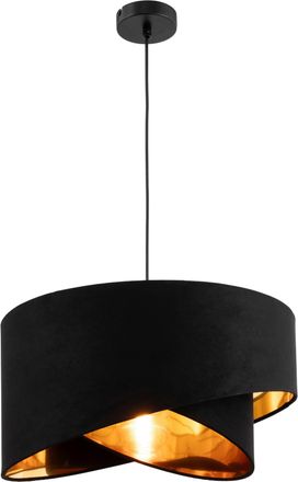 Novel Hängeleuchte, Schwarz, Gold, Metall, Textil, Wellen,Wellen, zylindrisch,zylindrisch, 130 cm, RoHS, ISO 9001, Bsci, CE, höhenverstellbar, Lampen & Leuc