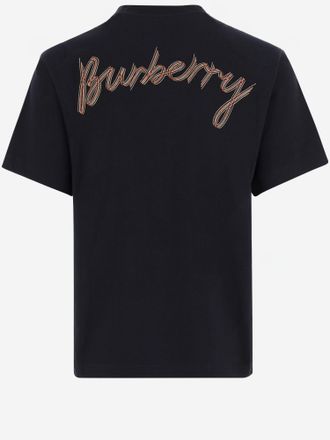 Burberry Logo-Embroidered Cotton T-Shirt - Black