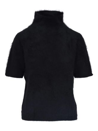 Lisa Yang Flauschiges Rollkragenoberteil - Schwarz