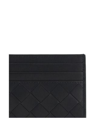 Bottega Veneta Mens Leather Card Holder Black-Silver Calf Phone Cases & Technology Black/silver
