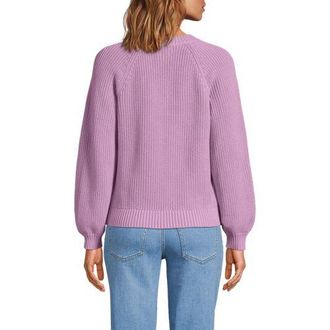 Lands End Baumwollpullover DRIFTER mit Ballon&auml;rmeln, Damen, Gr&ouml;&szlig;e:36-38 regular, Pink, Baumwolle, by Lands End