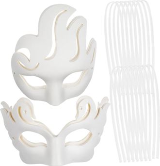 Cabilock 16 Stück Teiliges DIY Venetian Weiß Halbgesichtsmasken aus Resin und Papiermasse Bemalbar Stabile Karnevalsmasken für Maskerade Cosplay Halloween Part