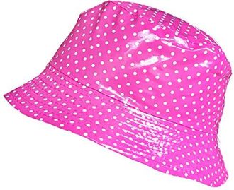 Toutacoo Chapeau de Pluie, Bob de Pluie Vinyle Imperméable - Couleur Rose Fuschia à Pois