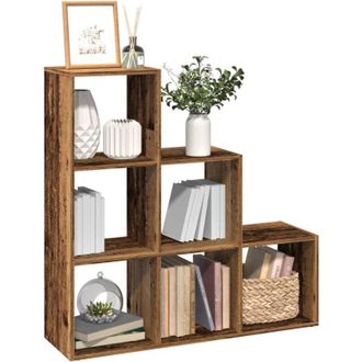 vidaXL Tag&egrave;re s&eacute;paratrice de pi&egrave;ce &agrave; 3 niveaux vieux bois 99x29x99 cm - Vidaxl