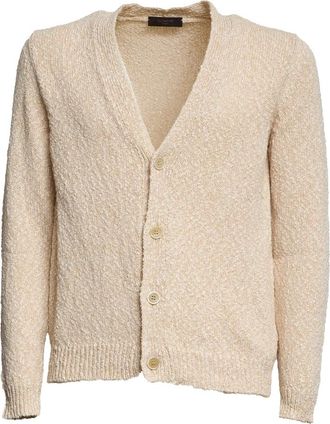 Zanone Homme, Pulls, Beige, Taille: 2XL Cardigan col en V Fermeture boutonn&eacute;e Manches longues Coupe slim
