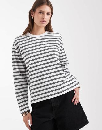 Levi's T-shirt manches longues style vintage &agrave; rayures - Noir-Blanc