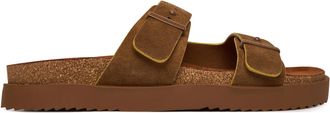 Tommy Hilfiger Pantoletten Tommy Hilfiger Cork Adjustable Suede Sandal FM0FM05869 Braun