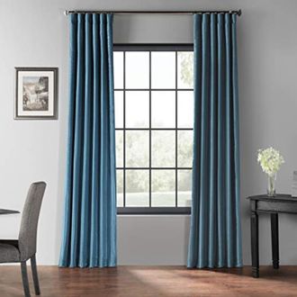 Half Price Drapes Verdunkelungsvorh&auml;nge aus Kunstseide, Vintage-Stil, strukturiert, 1 St&uuml;ck, PDCH-KBS33BO-96, Nassau Blau