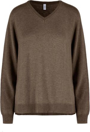 Bomboogie Femme, Pulls, Brun, Taille: 36 FR Pull en laine m&eacute;rinos &agrave; col en V