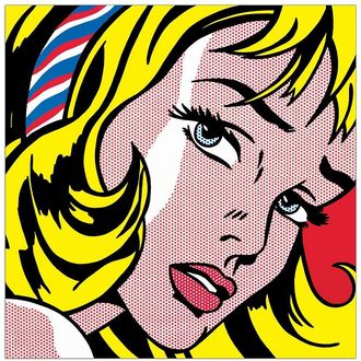 Artopweb TW18416 Lichtenstein - Girl With Hair Ribbon, 1965 Dekorative Paneele, Holzwerkstoff, Multifarbiert, 60x61 Cm