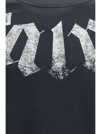 Palm Angels Mens Sweatshirt Big Neck Logo Black-Off White Cotton Sweatshirts Black/off Sweater