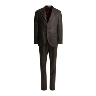 Brunello Cucinelli Nadelstreifen-Wollanzug - - Suits - Herren - Braun - XL