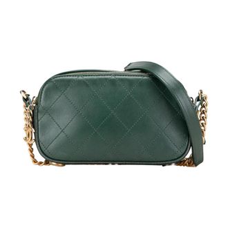 Chanel Pre-owned Stitched Calfskin and Grosgrain Button Up Double Zip Camera Bag - - Pre-owned - Damen - Gr&uuml;n - ONE SIZE