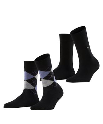 Burlington Damen Socken Everyday Mix Multipack W So Baumwolle gemustert 2 Paar, Schwarz Black 3000, 36-41