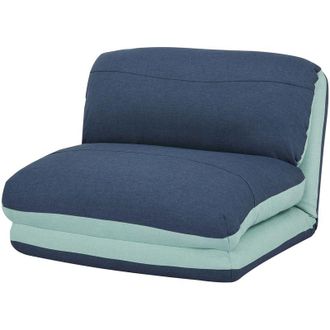 Hhg Schlafsessel HHG 515, Schlafsofa Funktionssessel Klappsessel Relaxsessel, Stoff/Textil hellblau/dunkelblau