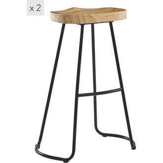Nordlys Nordlys - Lot de 2 Tabourets de Bar Metal Bois Industriels