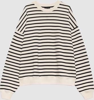 Anine Bing Sweatshirt Dean Stripe French Terry White/Black