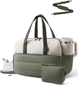 Lovevook Sac de voyage sac de sport pour femme, Beige/vert, 18.5 Zoll