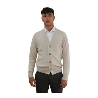 Barba Herren V-Ausschnitt Woll-Strickjacke - - Knitwear - Herren - Beige - 3XL