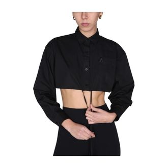 ADĀMO Andrea Adamo Hemd mit Spitzkragen und kurzem Schnitt - - Blouses & Shirts - Damen - Schwarzk - M