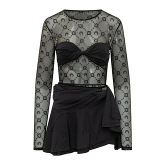 Marine Serre Damen, Kleider, Schwarzk, LGr&ouml;&szlig;e