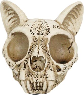 Ebros Gift Paranormale Hexerei Ouija Spirit Medium Planchette Katze Totenkopf Deko Zigarette Aschenbecher Figur Ossuary Makabre Totenk&ouml;pfe Skelette Katzen Alchem