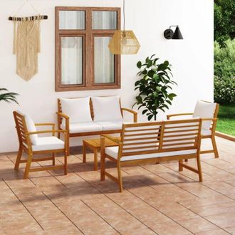 vidaXL Vidaxl - Salon de jardin 5 pcs avec coussin Bois dacacia solide