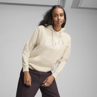 Puma Hoodie d&eacute;contract&eacute; PUMA CLASS Femme, V&ecirc;tements, Blanc, S