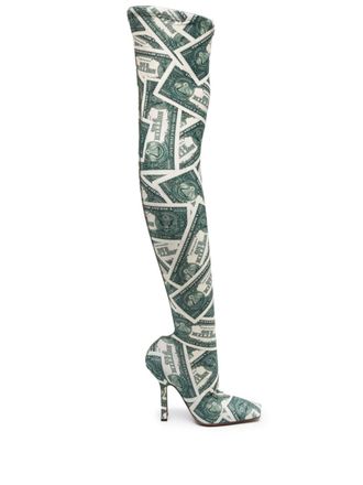 VETEMENTS Million Dollar Boomerang Overknee-Stiefel 115mm - Grün