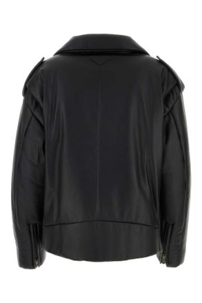 Prada Womens Black Nappa Leather Padded Jacket Nero Agnello Giacche Pelle