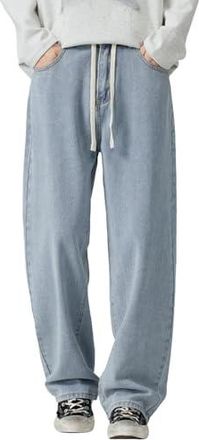 Generic Jean Homme Jeans Homme Jean Homme Regular Confortable Classique Taille Haute &Eacute;lastique Ample Drap&eacute; Fluide - Entrejambe Spacieux, Confort Absolu pour T