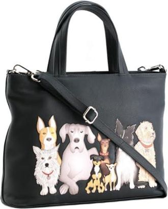 Mala Leather Kennel Crew Multiway Grab Bag - Sac à main en cuir véritable avec applications de chien - Sangle amovible, intérieur organisé et sac à poussière cadea