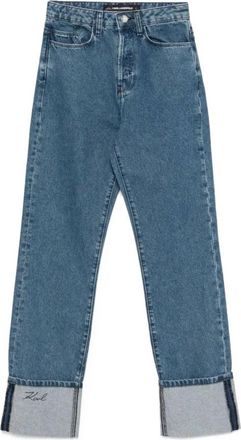 Karl Lagerfeld Femme, Jeans, Bleu, Taille: W27 Jean &Eacute;court Taille Haute avec Revers Signature