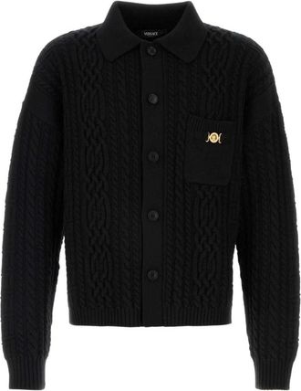 Versace Homme, Pulls, Noir, Taille: XL Pull en laine &agrave; mailles mixtes