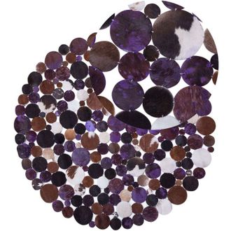Beliani Beliani - Teppich Braun Violett Schwarz Echtleder 140 x 140 cm Kurzflor Kreise Handgefertigt Rund